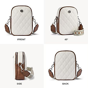 BOSTANTEN Small Quilted Crossbody Purses for Women Vegan Leather Cell Phone Bag with Adjustable Wide Strap