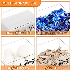 Acrylic Laundry Dryer Sheets Holder Fabric Softener Dispenser with Lid for Laundry Room Decor, Clear Fabric Softener Sheets Container Box Laundry Organization and Storage