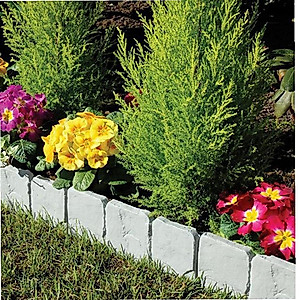 TOSSPER 20pcs Garden Border Edging, Stones Effect Fence Decorative Flower Bed Edging for Garden Lawn Landscape Interlocking Outdoor Lawn Stakes (Grey)