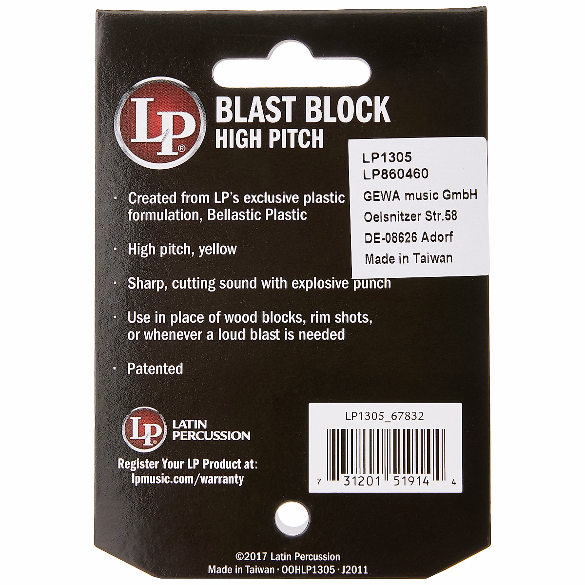 Latin Percussion LP1305 Blast Block High Pitch Yl-