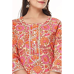 Vihaan IMPEX Indian Multicolor Kurti Set for Women with White Pant