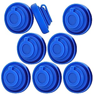 QTLCOHD 8 Pack 5 Gallon Water Jug Cap Reusable 5 Gal Water Jug Caps Silicone Water Bottle Caps Water Jug Cover Replacement No Spill for 55mm Standard/Screw/Crown Bottle Water Dispenser Caps
