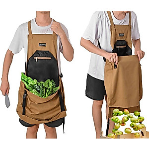 ZIOZERTT Garden Apron, Harvest Gardening Aprons with Pockets for Women and Men, Canvas Gardening Supplies Tool Belt, Gardening Gifts for Mom, Dad, Gardeners