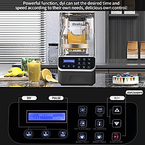 WaterElfo Professional Commercial Blender 2200W 1.58QT 51OZ Quiet Blender Brushless Motors Commercial Smoothies, Frozen Drinks, Self-Cleaning Silver Grey