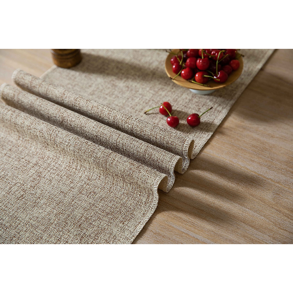ZeeMart Beige Table Runners 72 Inches Long, Burlap Linen Style Rustic Farmhouse Table Runner, Boho Woven Dining Table Runner, 13x72 Inches, Oatmeal Beige