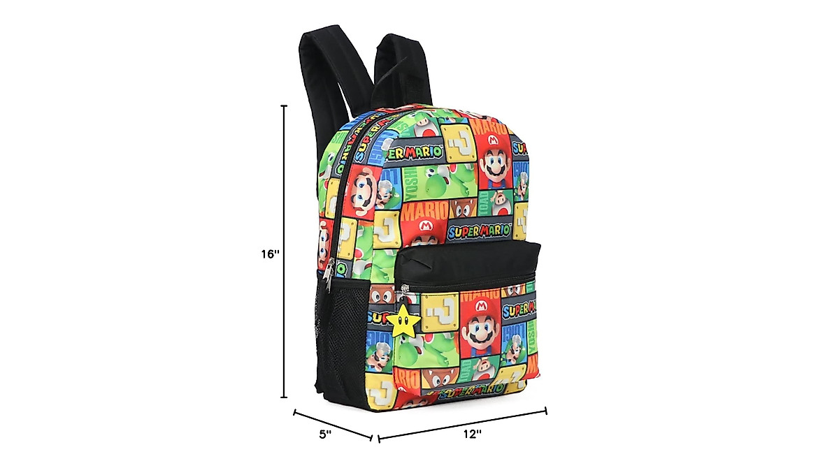 Super Mario 16" Character School Backpack - All Over Print