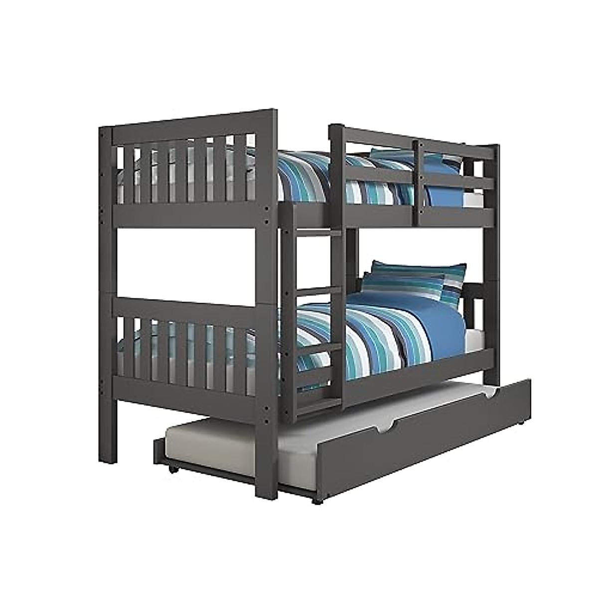 DONCO Twin/Twin Dark Grey Mission Bunk Bed with Twin Trundle