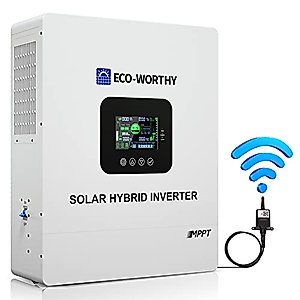 ECO-WORTHY 5000W Solar Hybrid Inverter Charger, Multiple Parallel Convert 48V DC to 120V-240V AC, Built in 80A MPPT Charge Controller, Work with Lead Acid/LiFePO4(Parallel+Batteryless+Grid Feedback)