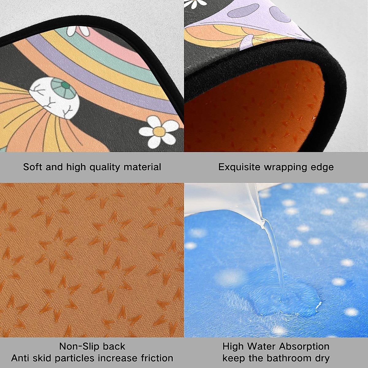 NFMILI (Mystical Mushroom) Kitchen Mat 2 PCS Cushioned Anti-Fatigue Kitchen Rug, Waterproof Non-Slip Floor Mats Thick Ergonomic Comfort Standing Mat for Kitchen Sink Laundry Room Bedroom Living Room