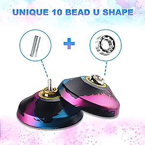 Responsive Yoyos Beginners Auto Return Yo Yo, Professional Alloy Aluminum Yoyo Ball Unresponsive Bearing for Beginner and Intermediate Yoyo Players for String Tricks, Glove and 5 Strings，SR-Y10