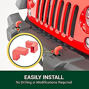 Quadratec Factory Bumper Tow Hook Covers, Set of 2, Red - Fits Jeep Wrangler JK, JL, Gladiator JT 2007-2023 Front Bumpers - Adds Cushioned Grip to Tow Strap Recovery - UV Resistant Silicone