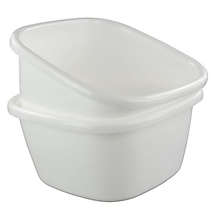 Ggbin 18 Quart Plastic Dish Pans, 13.58"x13.58"x7", 2 Packs(White)
