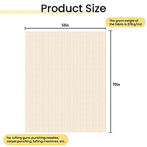 79" × 59" Tufting Cloth with Marked Lines, Rug Backing Fabric Monk Cloth with Positioning Marked Line, Punch Needle Needlework Fabric for Loop Pile Tufting Gun, Rug-Punch, Punch Needle, Rug Hooking