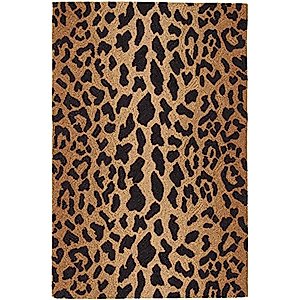 Dash and Albert Leopard Wool Area Rug - 8' x 10' Brown Animal Print Hand Micro Hooked Accent Rug - Durable, High Traffic Areas Living Room, Hallway, Stairs