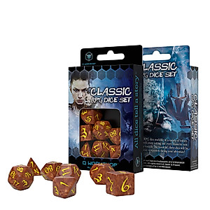 Q-Workshop Classic RPG Caramel & Yellow Dice Set (7 Piece)