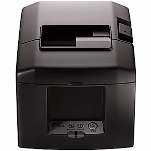 Star Micronics TSP654IISKE Ethernet (LAN) Liner Free Thermal Printer for Sticky Paper with Cutter and External Power Supply - Gray