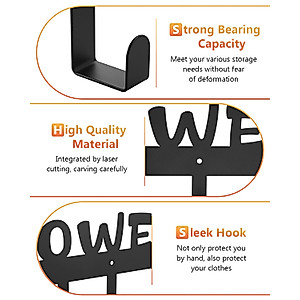 DECLUTTR Towel Racks for Bathroom Wall Mount, Waterproof Towel Holder Towel Hanger with 5 Hooks for Hanging Heavy Duty, Black Wall Mounted Pool Towel Rack