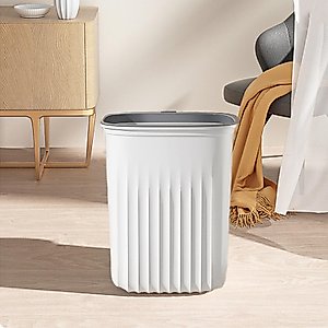 Trash Can - Household Kitchen Trash Can, Plastic Waste Basket, Lidless Press Ring Bathroom Trash Can, Multi-Functional Rubbish Bin, for Bathrooms, Laundry Room, Kitchens & Offices