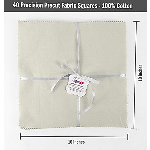 Soimoi Solid White Precut 10 inch Cotton Fabric Quilting Squares Charm Pack DIY Patchwork Sewing Craft