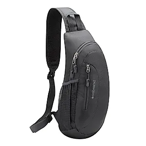 Gisdanchz Sling Bag for Men Women Sling Backpack Small Slim Sling Bags Cross Body Bag for Women Men Crossbody Shoulder Chest Bag Travel Hiking Daypack Sling Bag with Water Bottle Holder, Dark Gray