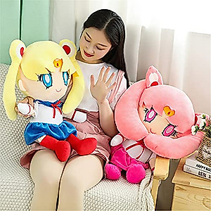 LINKOM Plush Doll Cute Cartoon Figure Plushie Stuffed Toy Soft Cushion Pillow Gift Collection Decoration for Fans Kids Girls (25cm/9.84inch, Pink)