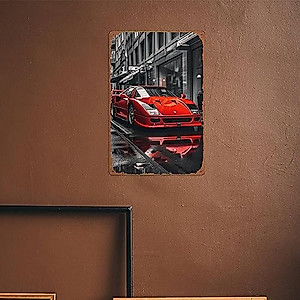 Ferrari F40 Posters Tin Signs Retro Metal Movie Tins for Bar Pub Home Cafes Wall Decor, 8X12 Inch (20X30 CM)