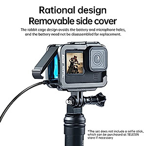 TELESIN Vertical Aluminum Cage Protective Case Frame Housing for GoPro Hero 11 10 9 Black, Fits Go Pro with ND CPL Lens Filter Max Lens on Camera, with Cold Shoe Connect to Video Light Microphone