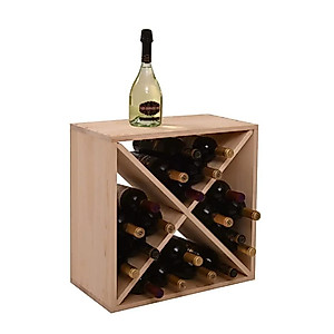 Justincity 24 Bottles of Modular Bamboo and Wood Wine Rack, Stackable Cube Wine Rack, Easy to Assemble, Suitable for Kitchen, Wine Cellar Storage Room and Bar