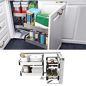 TOOL1SHOoo Kitchen Blind Corner Organizer Soft Close Large Capacity Cabinet Adjustable Blind Corner Basket Organizer Soft Close Pull Out Cabinet Inner+outer Storage