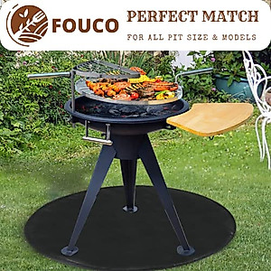 Fuoco Fire Pit Mat | 36” Round Outdoor BBQ Grill Protector | Round Fire Pit Mat | Heat Resistant Fire Pit Mat for Patio, Deck, Grass | Flat Top Gas Propane Burner with Roasting Stick & Ebook
