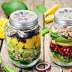 16 Pcs Daisy Mason Can Jar Lids Regular Mouth Jar with Lids Flower Canning Lids for Mason Canning Regular Jar Split-Type Canning Lids Rustproof Daisy Cut with Straw Hole for Mason, Ball, Canning Jar