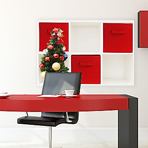 Simple Houseware Foldable Cube Storage Bin, Red - 6 Pack