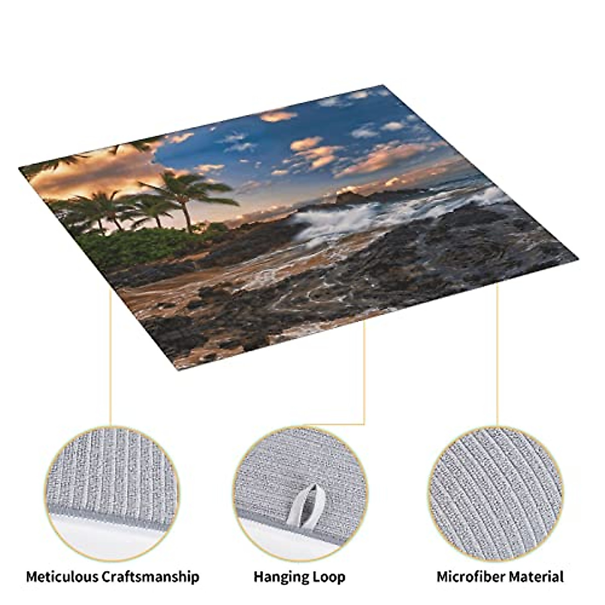Palm Trees Clouds Tropical Coast Printed Drying Mat For Kitchen Ultra Absorbent Microfiber Dishes Drainer Mats Non-Slip Silicone Quick Dry Pad - 18 X 16inch