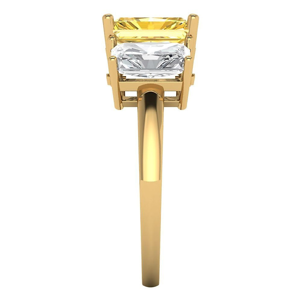 Clara Pucci 4.0 ct Emerald Cut 3 Stone Solitaire Natural Yellow Citrine Engagement Promise Anniversary Bridal Ring 18K yellow Gold 4.75