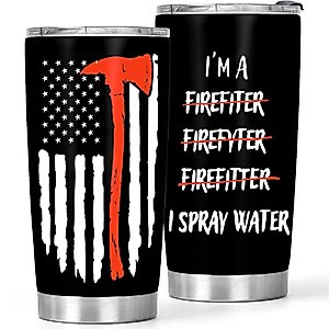 Firefighter Gifts For Men - 20oz Stainless Steel Tumbler for Dad from Daughter Son - Cool Birthday Gifts For Husband from Wife - Christmas Gifts for Firefighter Boyfriend, 1 Piece