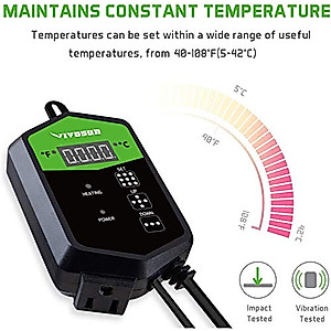 VIVOSUN Reptile Heating Pad 6x8 Inch with Thermostat Combo Under Tank Terrarium Heating Mat Waterproof for Turtles, Lizards, Frogs, and Other Reptiles