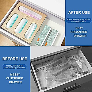 Bag Storage Organizer, Ziplock Bag Storage Organizer for Kitchen Drawer, Compatible with Gallon, Quart, Sandwich, Slider & Snack Variety Size Bag