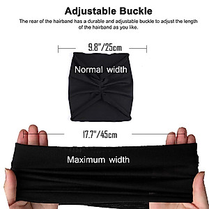 Fashband Boho Headbands Black Extra Wide Headband African Head Wraps 5 Pcs Wide Stretchy Hair Accessories for Women