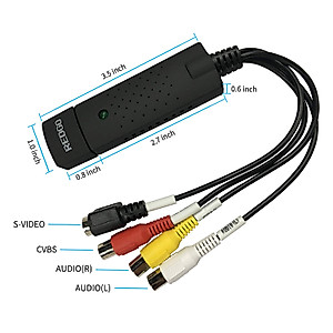 REDGO Video Audio VHS VCR USB Video Capture Card to DVD Converter Capture Card Adapter