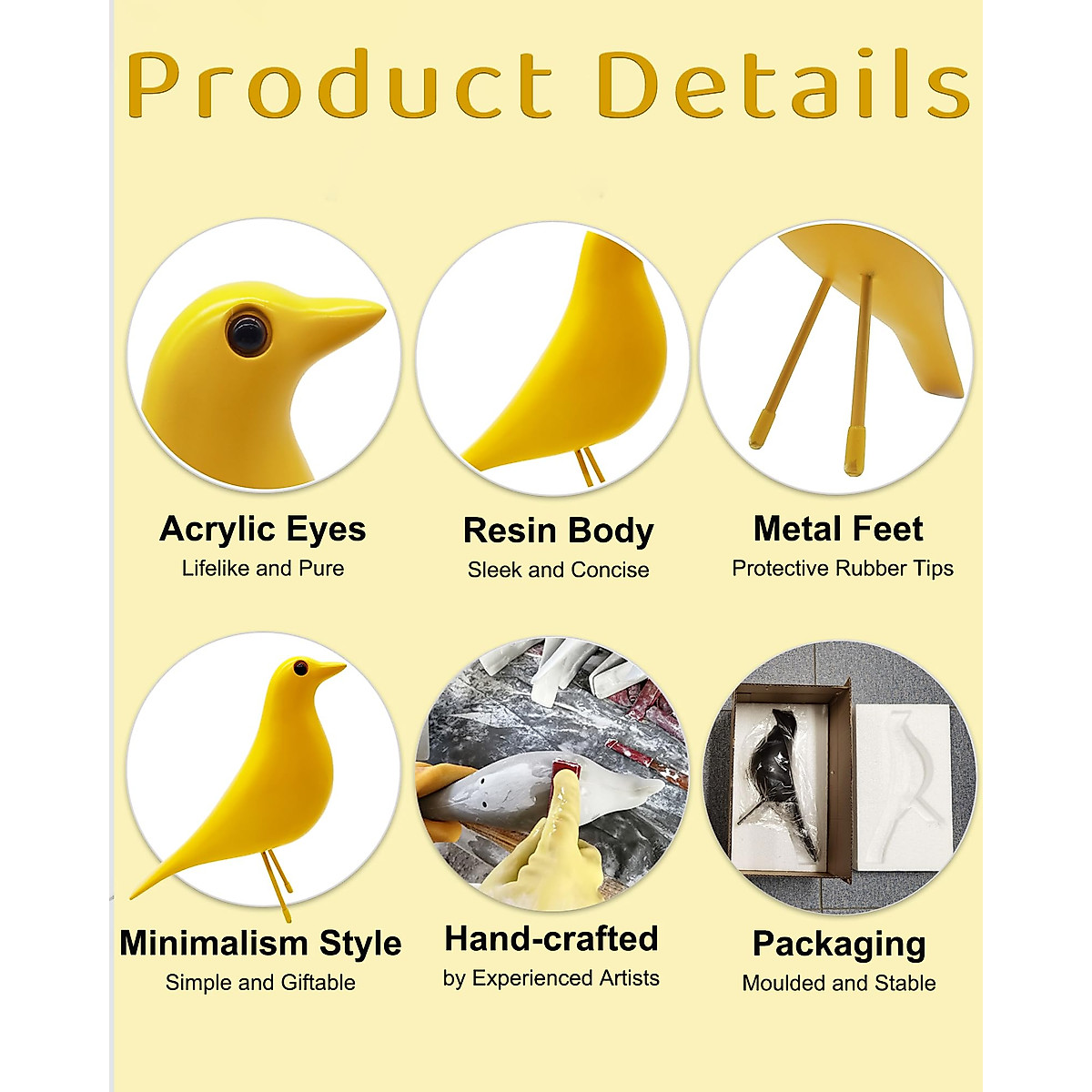 Mid Century Modern Bird Figurines - Decorative Sculptures for Living Room, Shelf, Mantle, Fireplace, TV Stand, Tabletop, Nightstand, Office, Kitchen - Unique Home Decor & Gifts for Bird Lovers