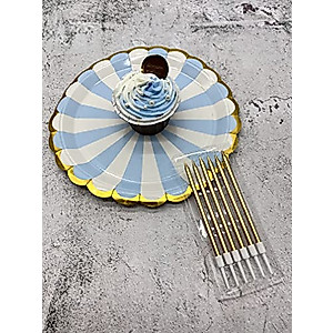 24 Count Birthday Candles,Long Thin Metallic Cake Candles,Cake Decorations for Birthday Party,Wedding,Party Candles (Champagne)