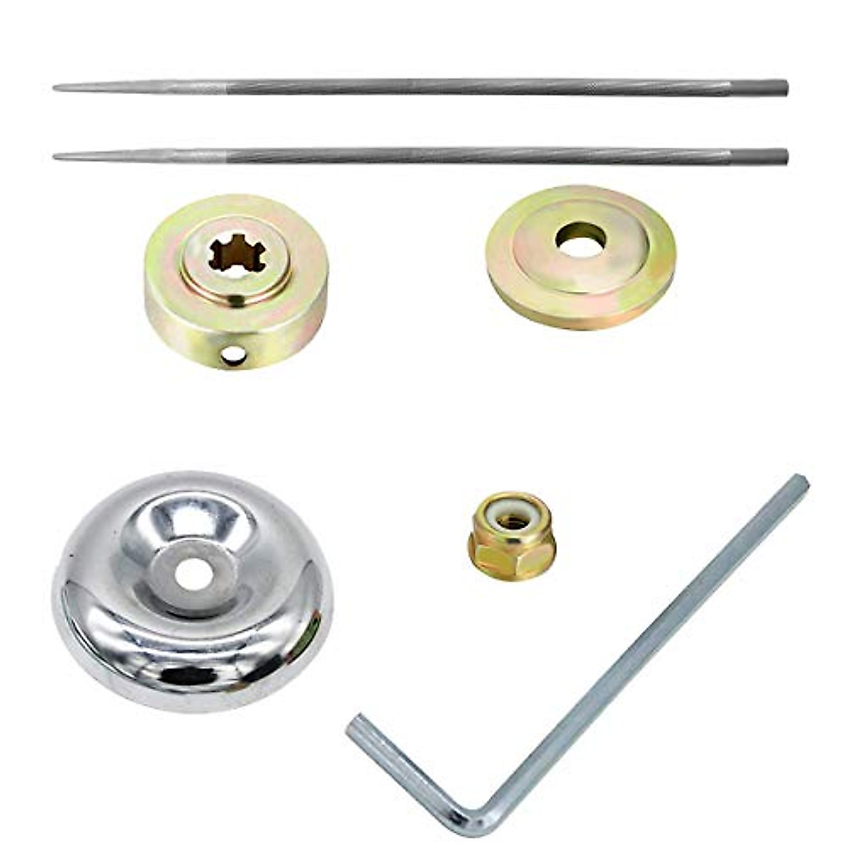 (2pack) 9" x 20T Chainsaw Tooth Brush Blades Green - Weed Eater Saw Blade Kit Replacement for Brush Cutters, String Trimmers, and Weed Wreckers (Adapter Included+2 Round Files)