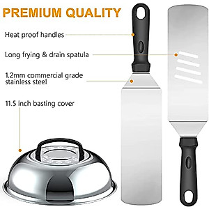 Griddle Accessories, 37 PCS Stainless Steel Grilling Kit, Flat Top Grill Accessories for Blackstone and Camp Chef, Barbecue Utensil Gift with Basting Cover, Thermometer, Meat Injector & Meat Claws