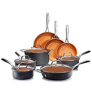Gotham Steel Pro Pots and Pans Set Nonstick, 13 Pc Hard Anodized Kitchen Cookware Set, Induction Cookware Set, Long Lasting Nonstick, Ceramic Coated, Stay Cool Handles Dishwasher Safe, 100% Toxin Free