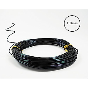 Anodized Aluminum Bonsai Training Wire 5-Size Starter Set with Canvas Bag - 1.0mm, 1.5mm, 2.0mm, 2.5mm, 3.0mm (147 feet total) - Choose Your Color (5 Sizes, Black)
