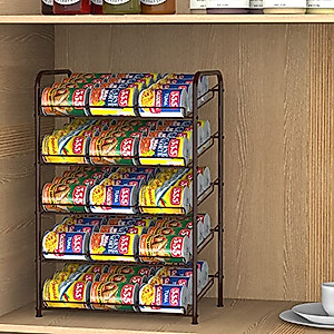 Can Rack Organizer 5 Tier Can Storage Dispensers Rack Holder for Pantry, Kitchen Cabinets, Storage for to 60 Cans(Brown)