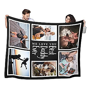 Best Daddy Ever Custom Throw Blanket with Photo Gifts Personalized Blankets with Pictures Customized Blanket for Dad Grandpa on Fathers day Halloween Christmas New Year from Daughter Son Wife
