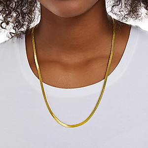 Amazon Essentials 14K Gold Plated Double Herringbone Chain 24", Yellow Gold