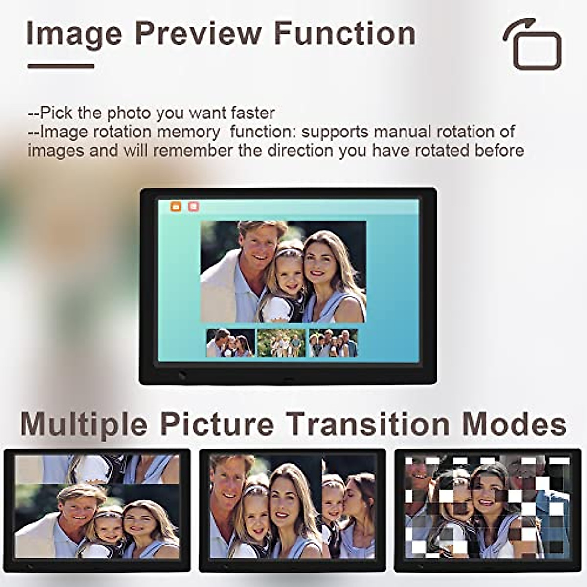 10.1 Inch Digital Picture Frame with 32GB USB Flash Drive, KECAG 1920x1080 HD IPS Screen Digital Photo Frame, Motion Sensor, Video, Music, Share Moments via SD Card or USB, with Remote Control, Black
