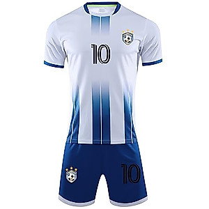 ELTONYA MESSii Argentina Soccer Jerseys for Boys Kids 2022 World Cup HOM/Awy Football Sports Team Shirt&Shorts Kit Uniform White